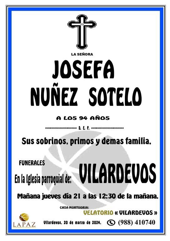 ESQUELAS VERÍN | Josefa Núñez Sotelo