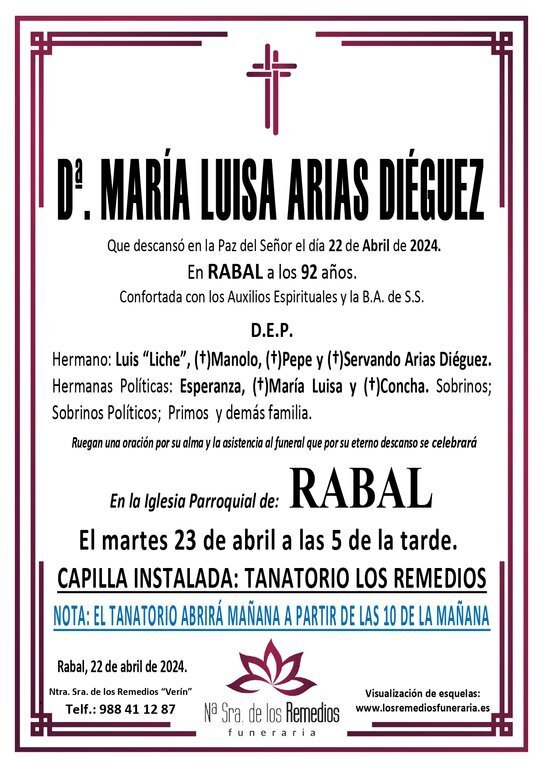 ESQUELAS VERÍN | María Luisa Arias Diéguez