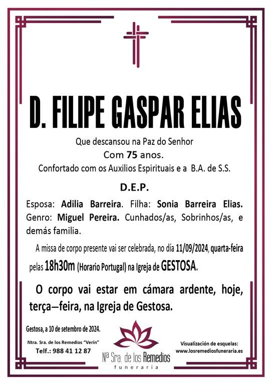 ESQUELAS VERÍN | Filipe Gaspar Elías