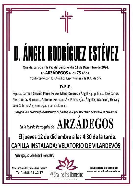 ESQUELAS VERÍN | Ángel Rodríguez Estévez