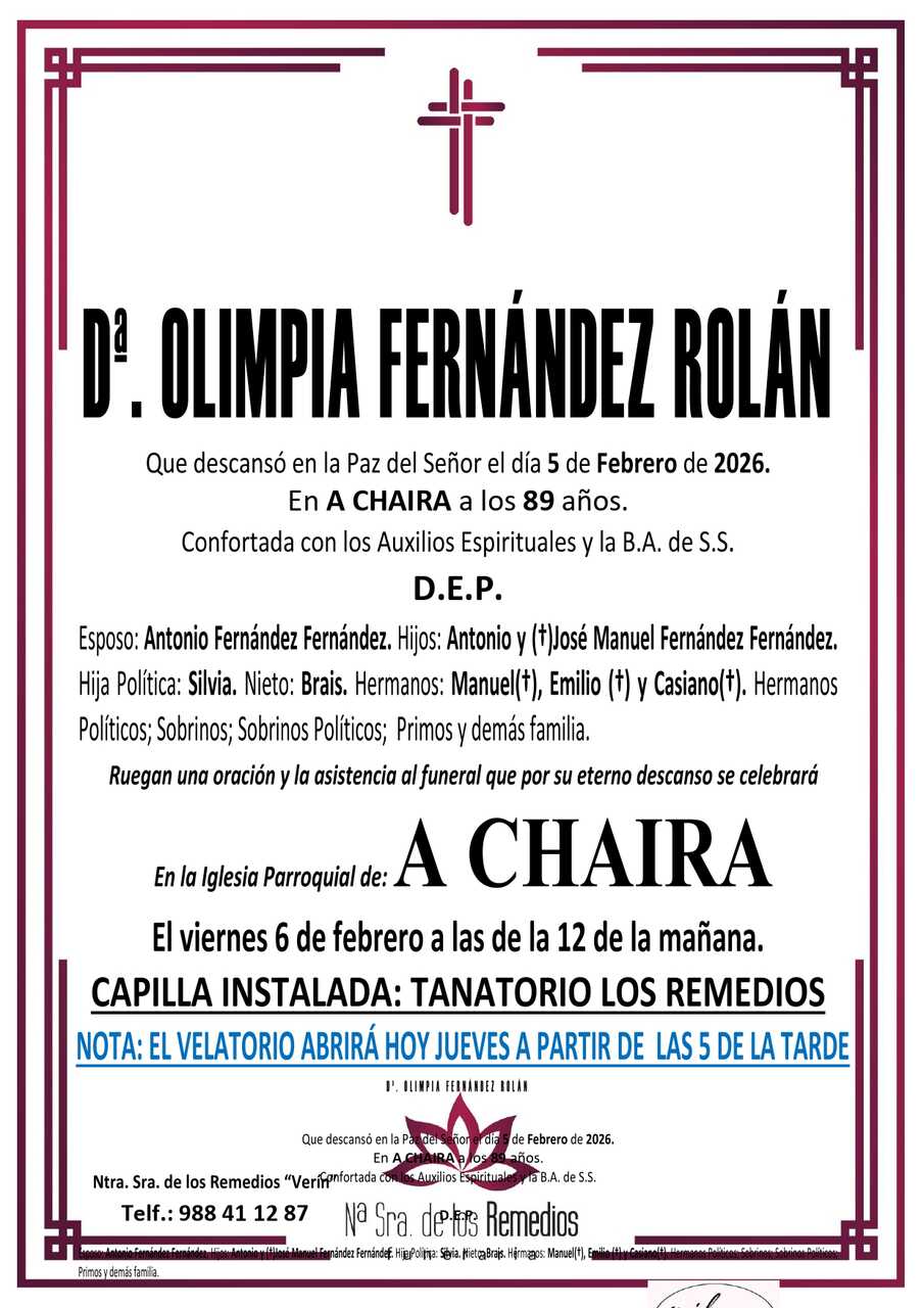 ESQUELAS VERÍN | Olimpia Fernández Rolán